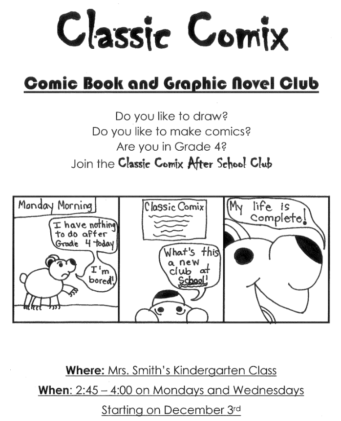 Grade 4 Comic Book Club and Graphic Novel Club Starting Dec 3 - Duncan ...