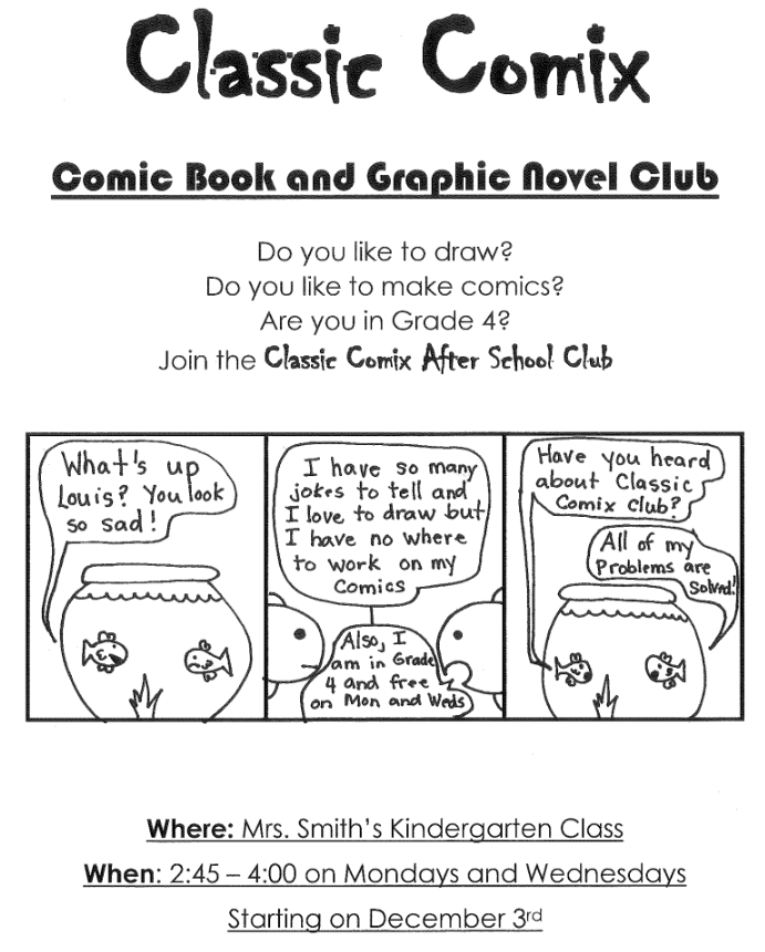 Grade 4 Comic Book Club and Graphic Novel Club Starting Dec 3 - Duncan ...