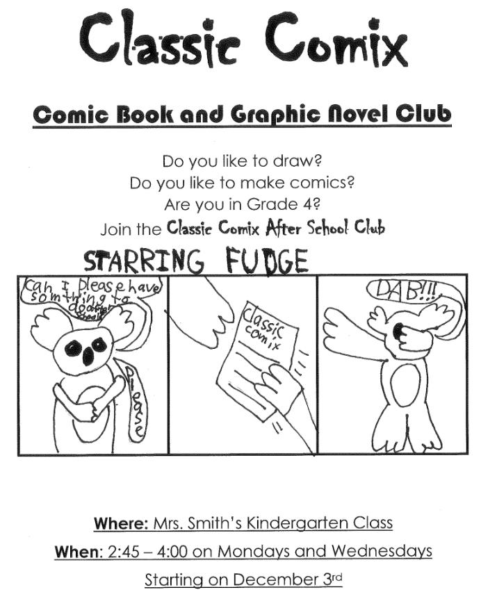 Grade 4 Comic Book Club and Graphic Novel Club Starting Dec 3 - Duncan ...